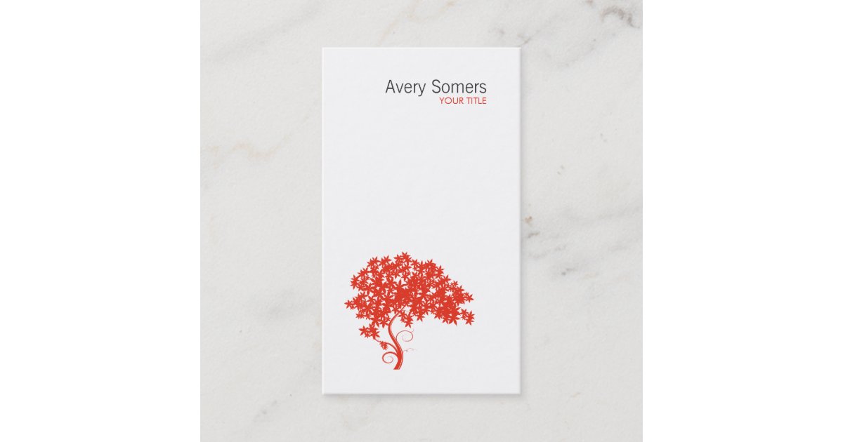 Red Tree Logo Simple White Business Card | Zazzle