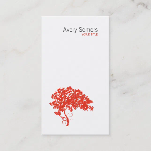Red Tree Logo Simple White Business Card | Zazzle