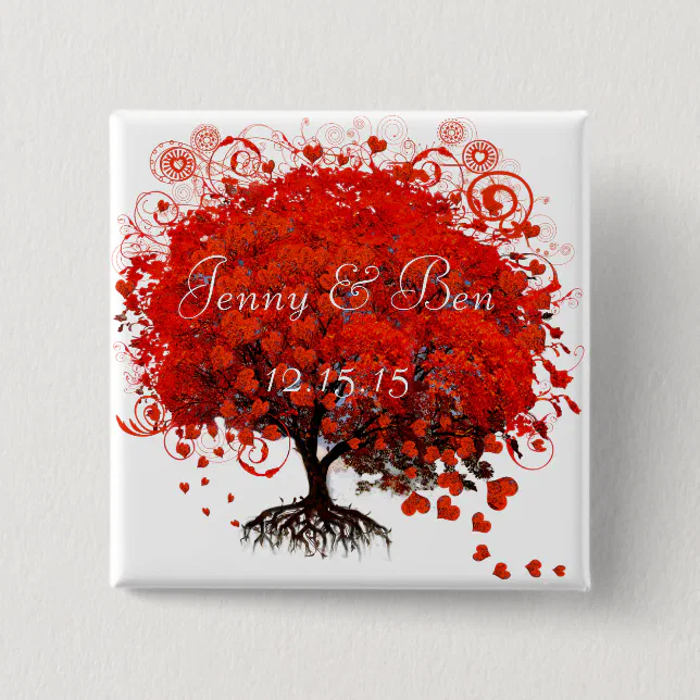 Red Tree Wedding Button | Zazzle