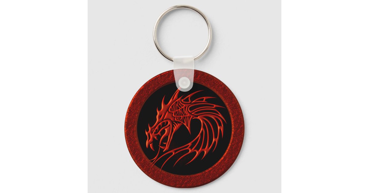 RED TRIBAL DRAGON KEYCHAIN | Zazzle