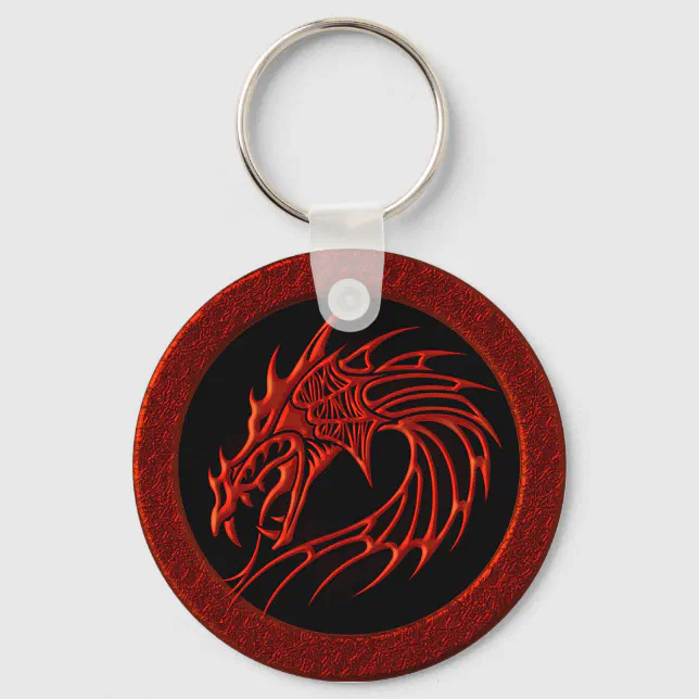 RED TRIBAL DRAGON KEYCHAIN | Zazzle