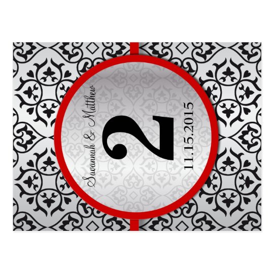 Red Trim Black Silver Gray Table Number | Zazzle.com