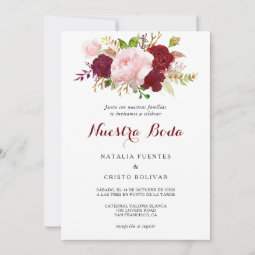 Red Tropical and Romantic Spanish Wedding Invitation | Zazzle