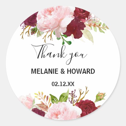 Red Tropical and Romantic Thank You Favor Classic Round Sticker | Zazzle