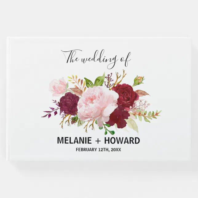 Red Tropical and Romantic Wedding Guest Book | Zazzle