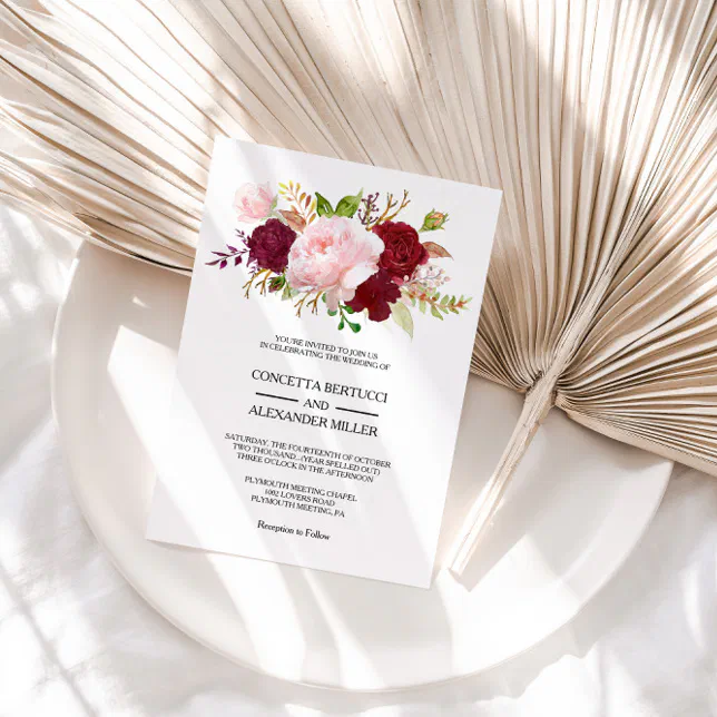 Red Tropical and Romantic wedding Invitation | Zazzle