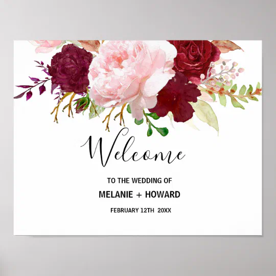 Red Tropical and Romantic Welcome Wedding Poster | Zazzle.com