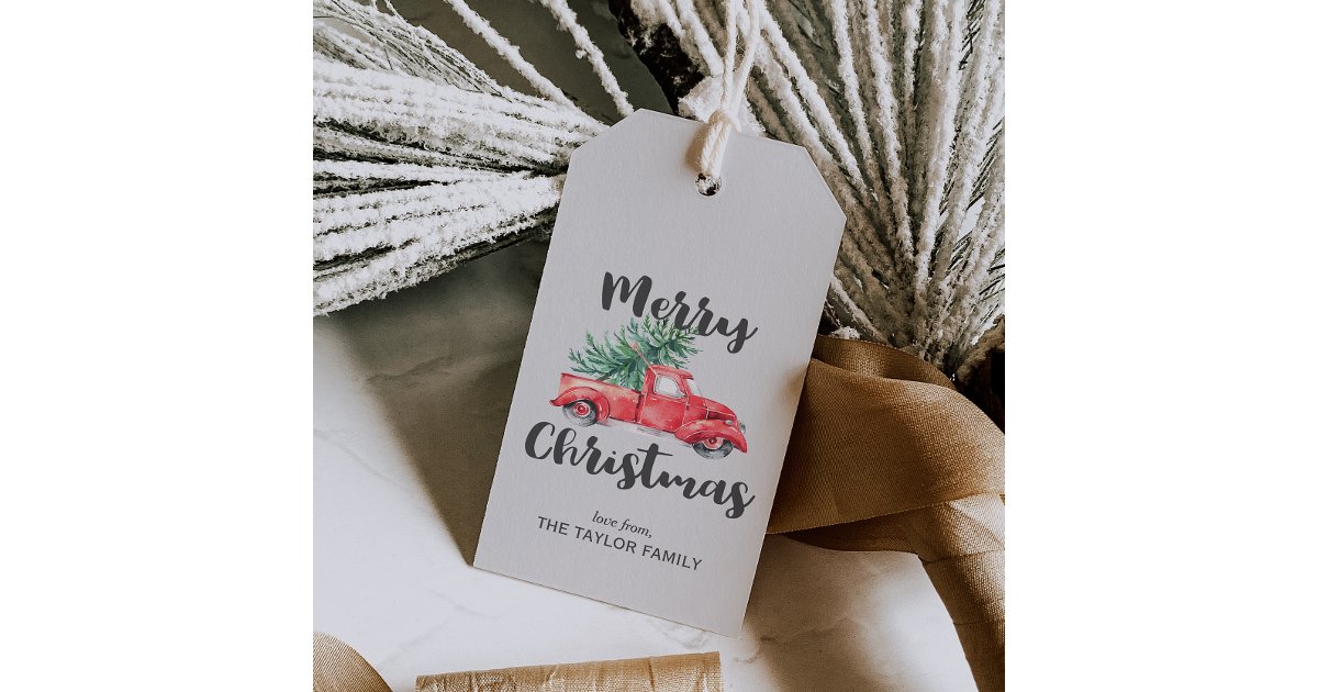 Red Truck and Tree Christmas Gift Tags | Zazzle