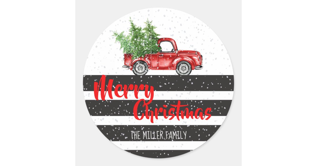 Red Truck Christmas Stickers | Zazzle