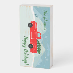 Red Truck Christmas Tree Personalized Holiday Sign | Zazzle