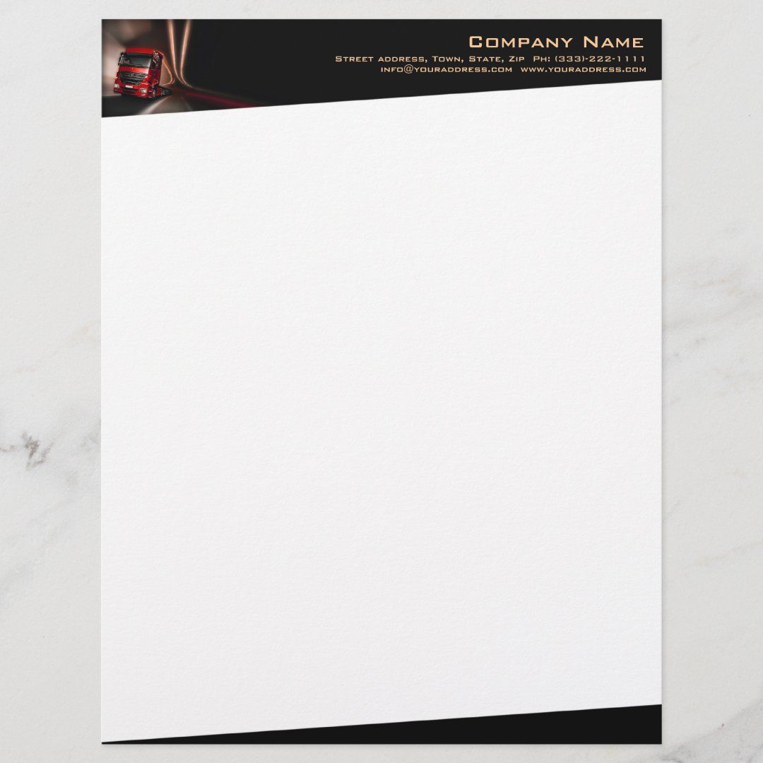 Red Truck In The Motion Company Letterhead | Zazzle