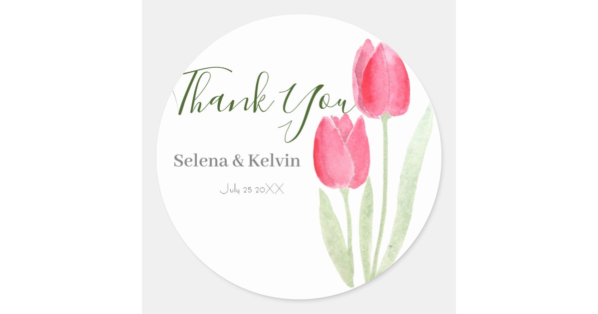 red tulip flower round sticker | Zazzle