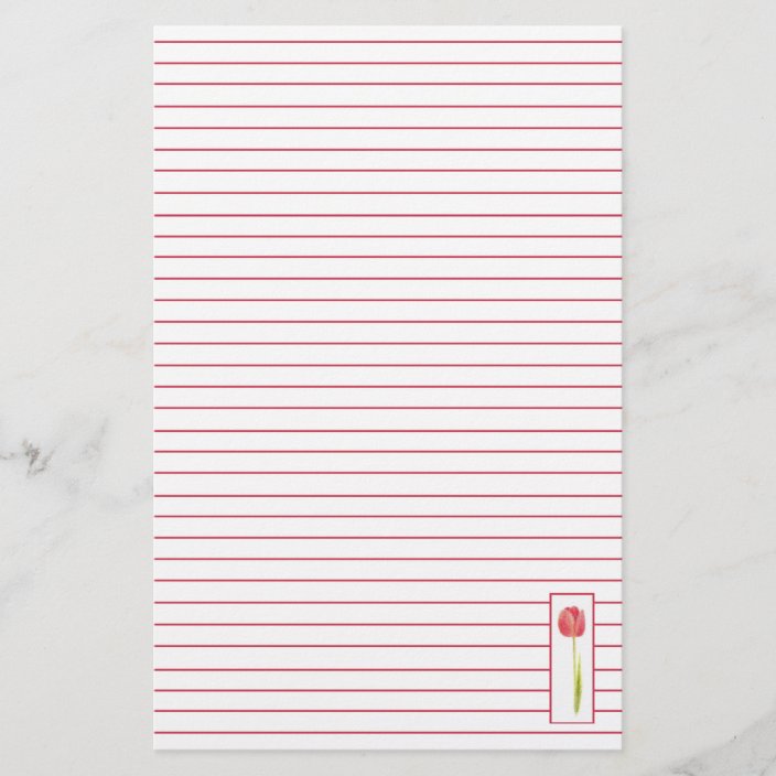Red Tulip Lined Letter Writing Paper | Zazzle.com