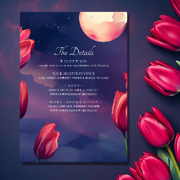 Red Tulips, Full Moon and Stars All in One Wedding Invitation | Zazzle