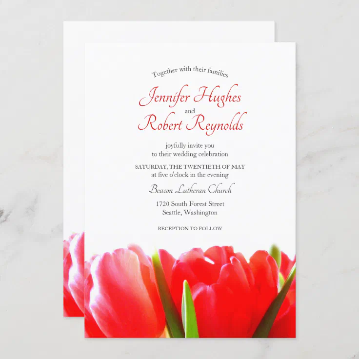 Red Tulips Wedding Invitation | Zazzle