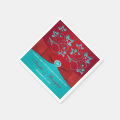 Red, Turquoise Floral Paper Napkins | Zazzle