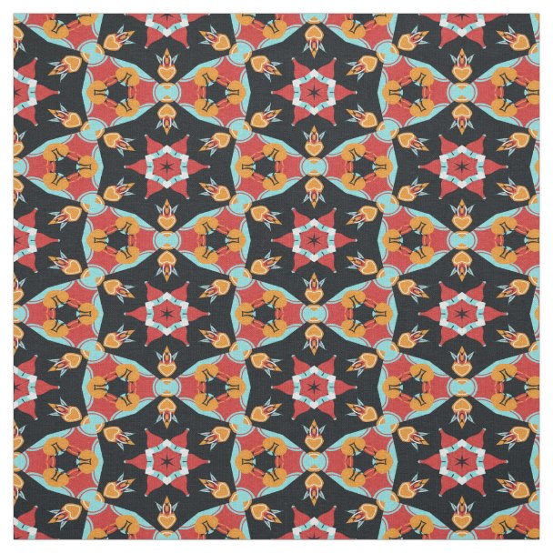 Cute Red Turquoise Retro Chic Tartan Plaid Pattern Fabric | Zazzle