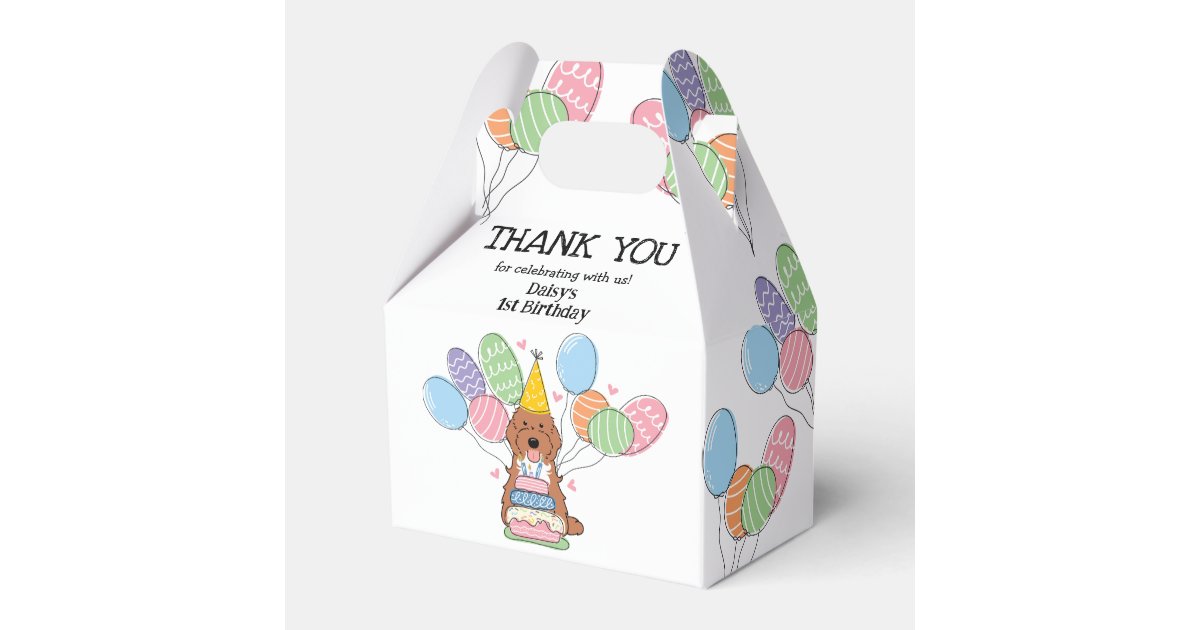 Red Tuxedo Cockapoo Cavapoo Birthday Thank You Favor Boxes | Zazzle