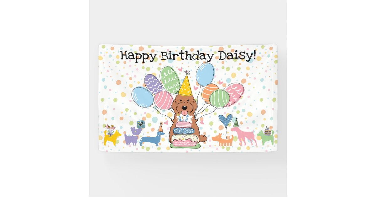 Red Tuxedo Cockapoo Cavapoo Dog Birthday Party Banner | Zazzle