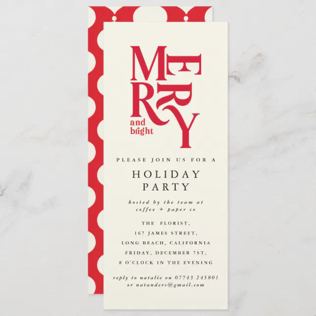 red typography corporate Christmas holiday party Invitation | Zazzle