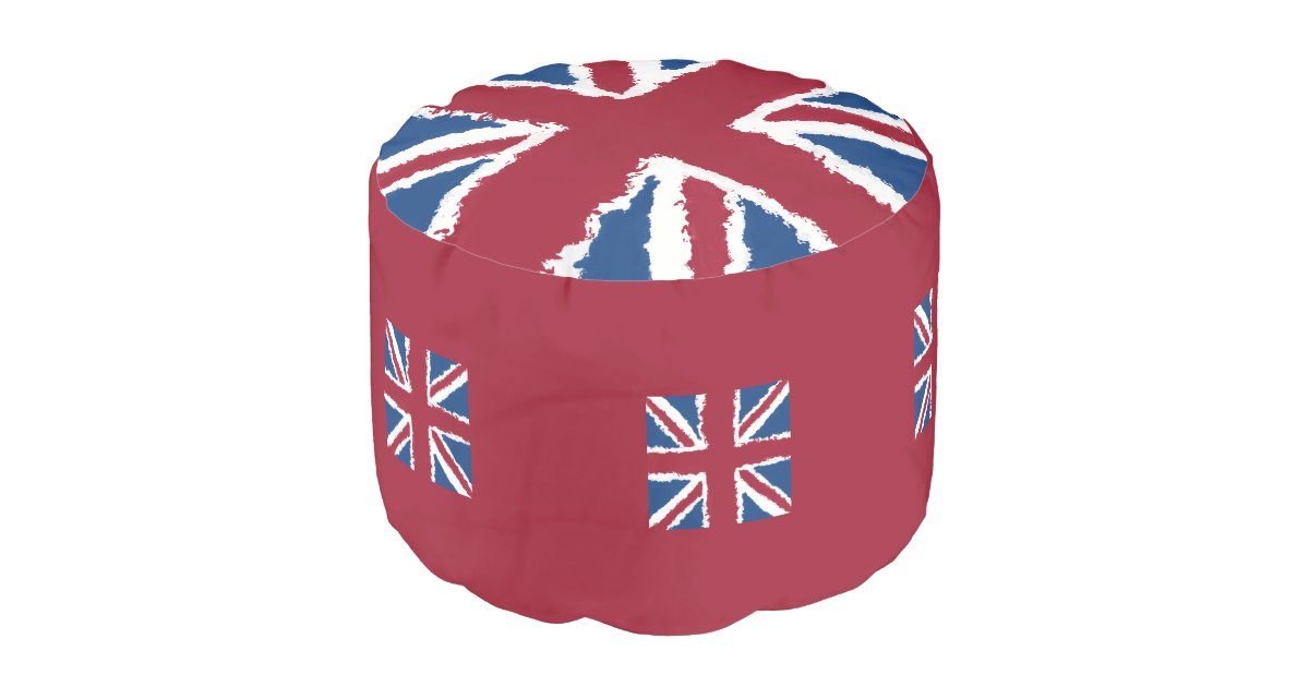 Red Union Jack Flag Art by Heva Weva Foot Rest Pouf | Zazzle