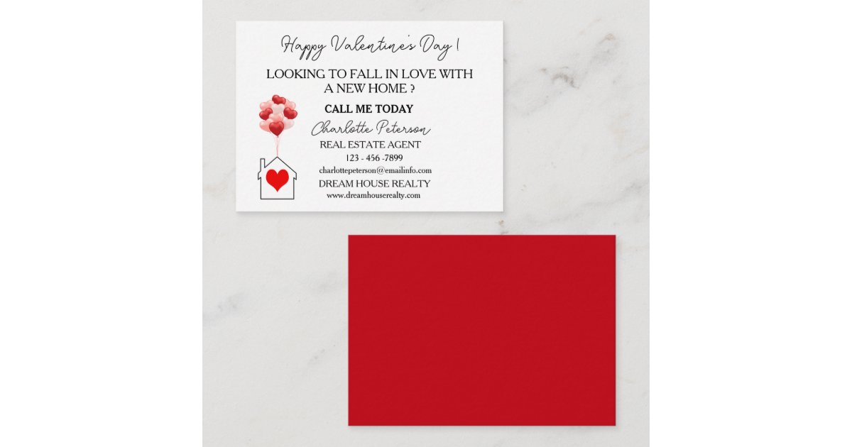 Red Valentine's Day Real Estate Marketing Note Card | Zazzle