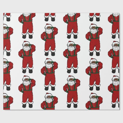 red velvet black santa wrapping paper | Zazzle