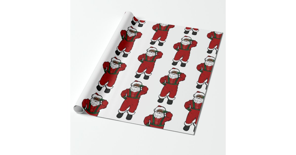 red velvet black santa wrapping paper | Zazzle