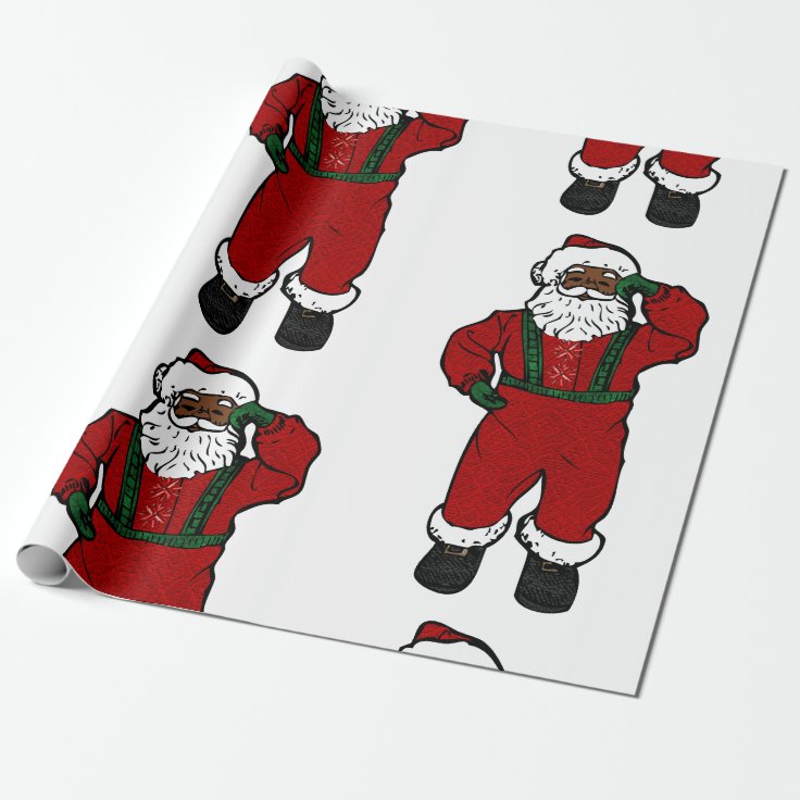 red velvet black santa wrapping paper | Zazzle