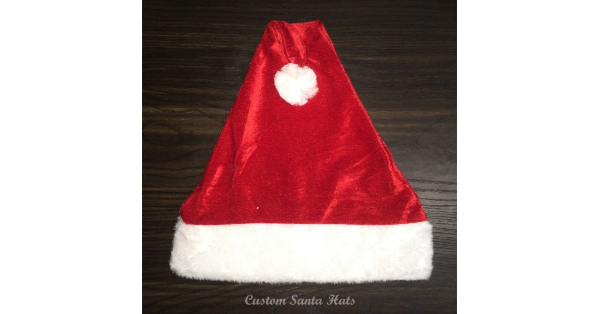 Red Velvet Plush Brim Santa Hat | Zazzle