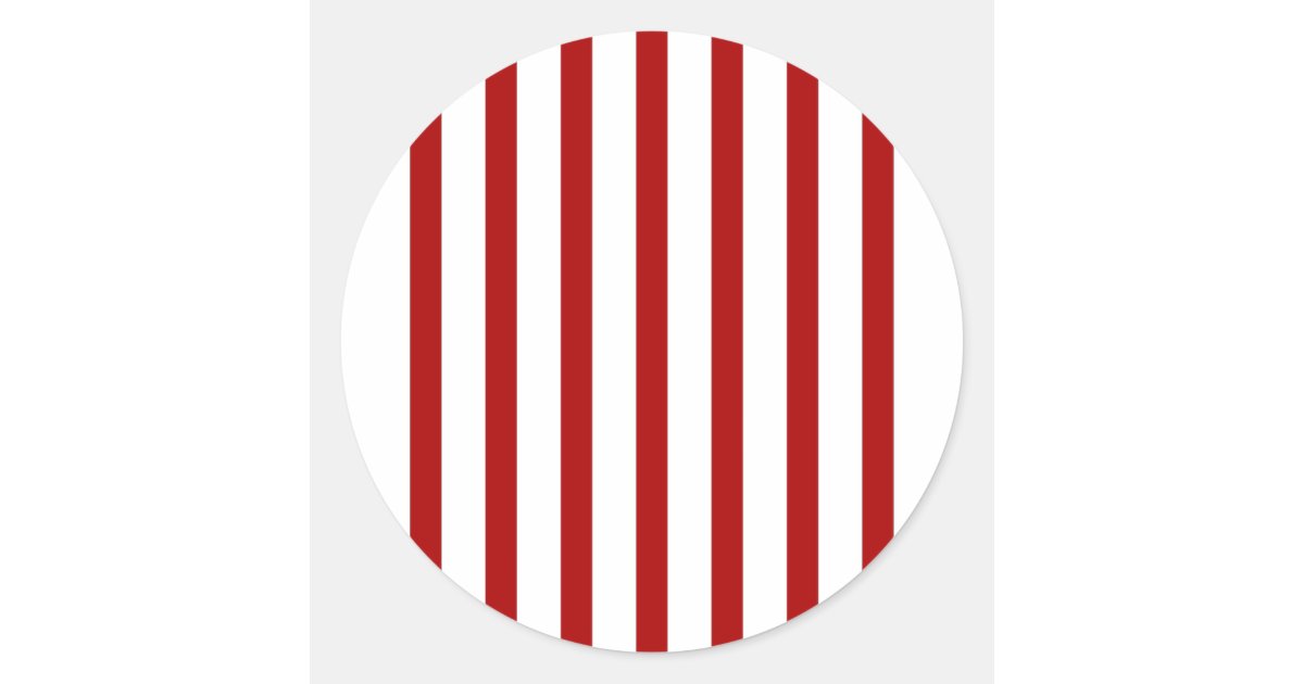 Red Vertical Stripes - Red and White Striped Classic Round Sticker | Zazzle