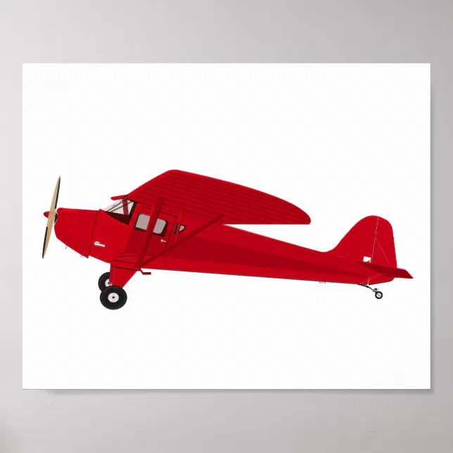 Red Vintage Airplane Kids Décor Print Poster | Zazzle
