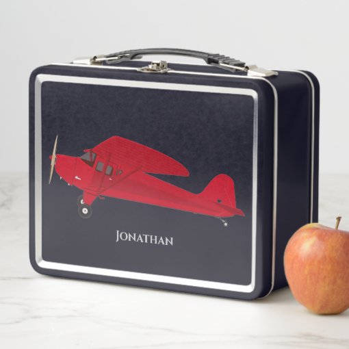 Red Vintage Airplane Lunchboxes Lunch Boxes | Zazzle