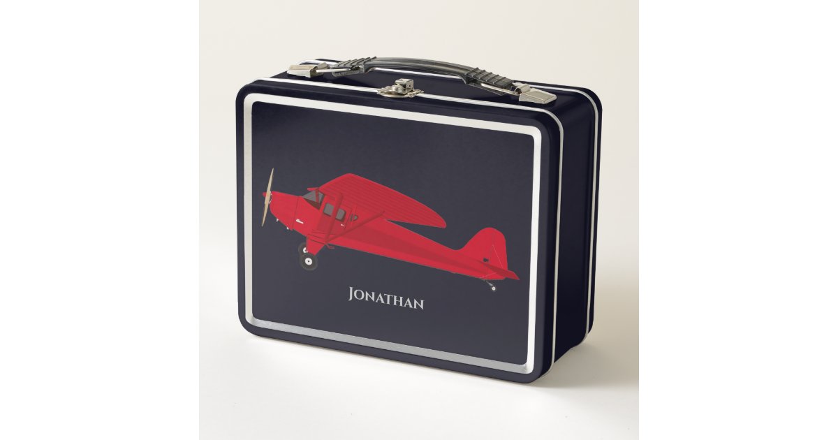 Red Vintage Airplane Lunchboxes Lunch Boxes | Zazzle