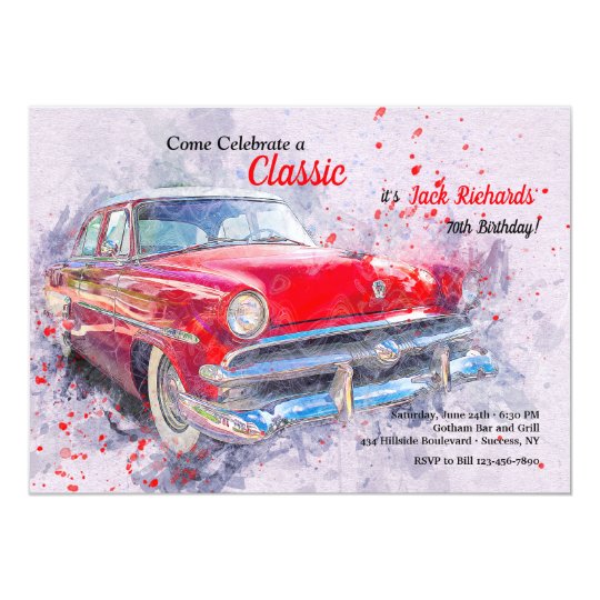 Red Vintage Car Invitation | Zazzle.com