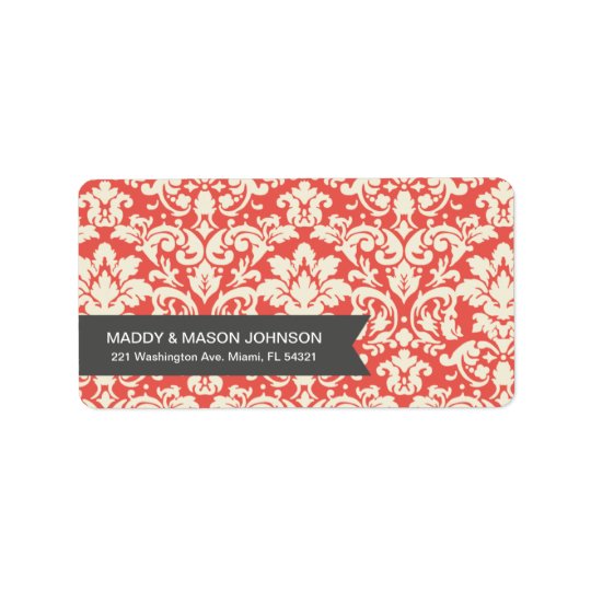 RED VINTAGE DAMASK | ADDRESS LABELS | Zazzle.com