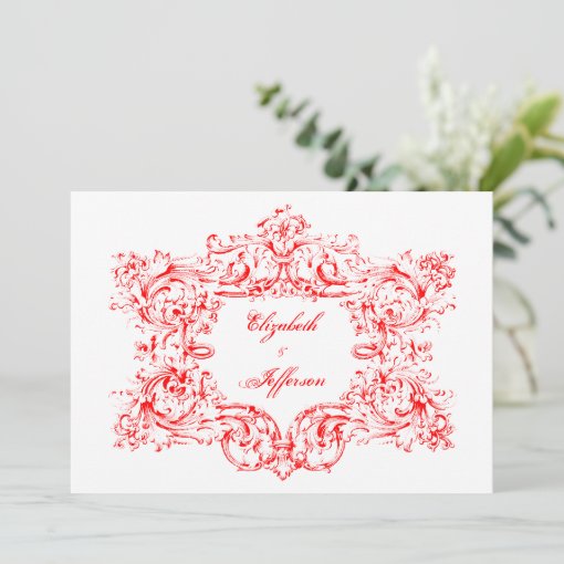 Red Vintage Frame Wedding Invitations | Zazzle