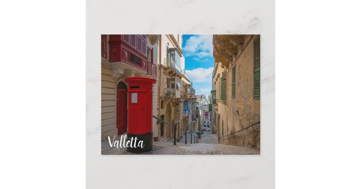 Red vintage mail box in Malta Postcard | Zazzle