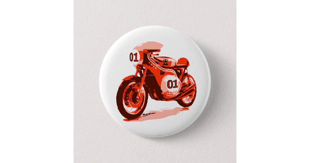 Red Vintage Racing Motorcycle Pinback Button | Zazzle.com
