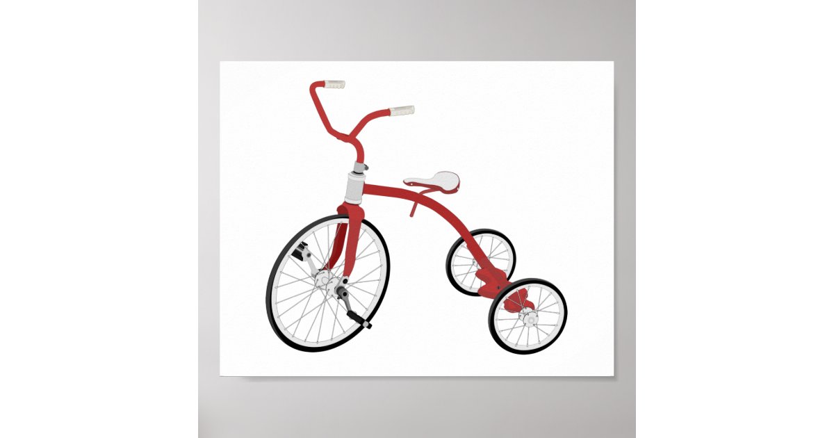 Red Vintage Tricycle Kids Décor Print Poster | Zazzle