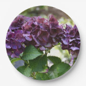 Red Violet Hydrangea Blooms Floral Paper Plates | Zazzle