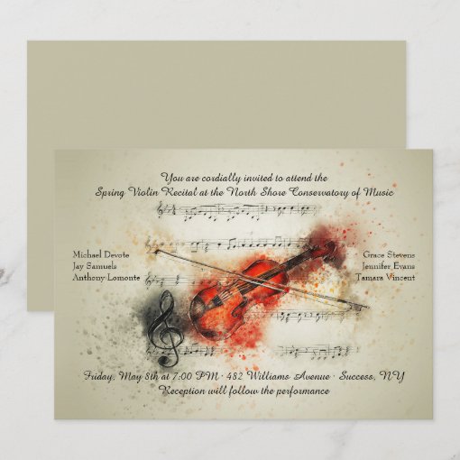 Red Violin Recital Invitation | Zazzle