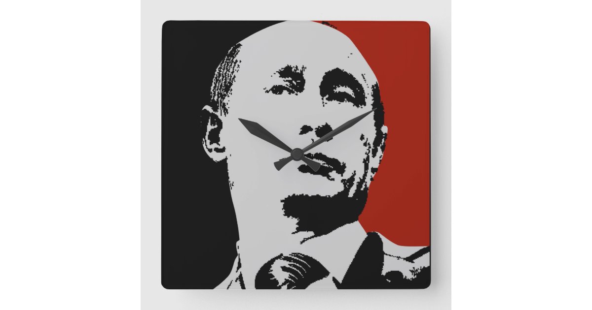 Red Vladimir Putin Square Wall Clock | Zazzle