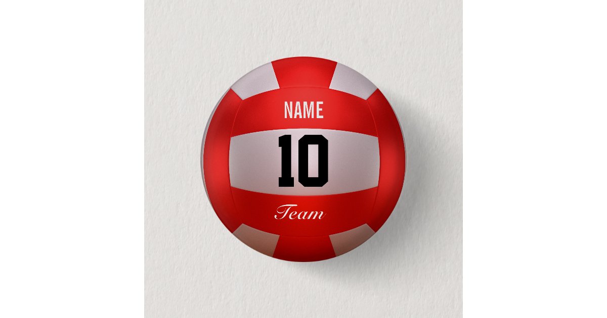 Red Volleyball Pinback Button | Zazzle