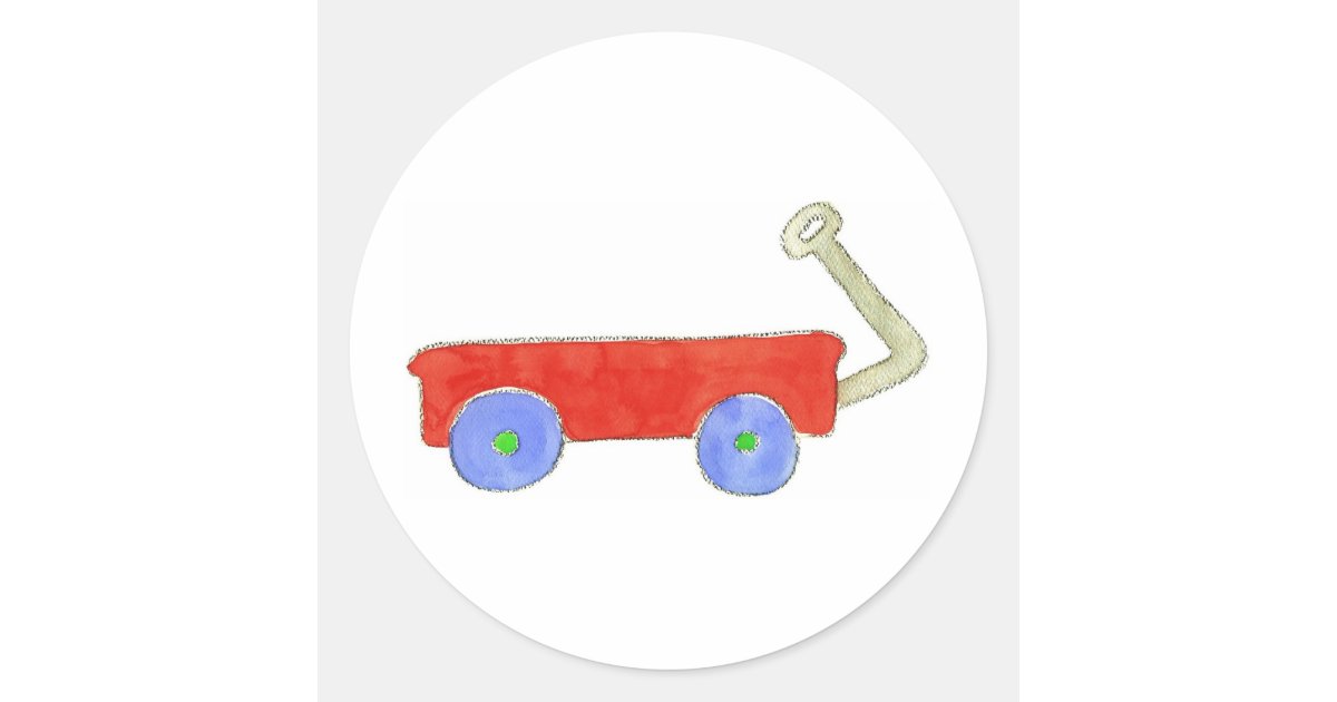 Red Wagon Classic Round Sticker | Zazzle