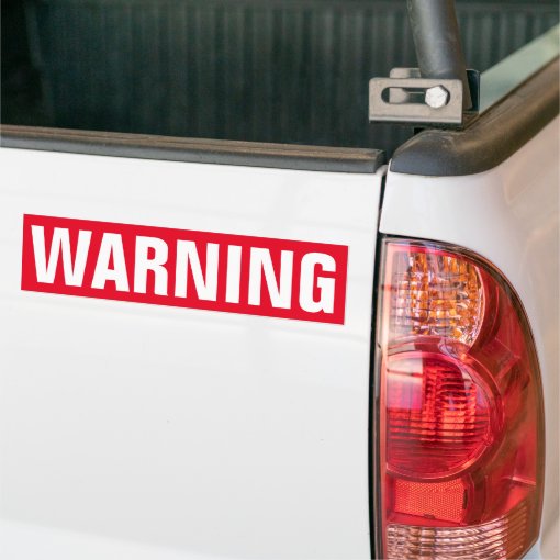 Red warning sign on durable vinyl sticker | Zazzle