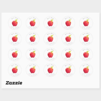 Red Watercolor Apple Address Label | Zazzle