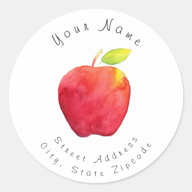 Red Watercolor Apple Address Label | Zazzle