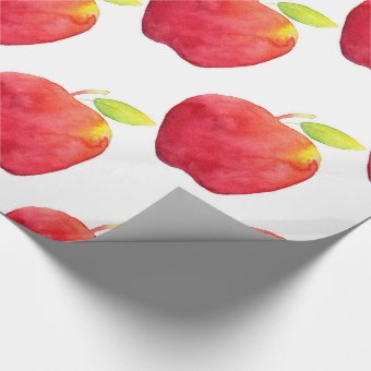 Red Watercolor Apple Pattern Wrapping Paper | Zazzle