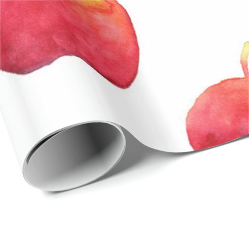 Red Watercolor Apple Pattern Wrapping Paper | Zazzle